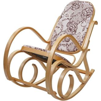 Hhg Neuwertig] Schaukelstuhl Gallarate, Schwingsessel Fernsehsessel, Massiv-Holz Eiche-Optik, Stoff/Textil Jacquard braun