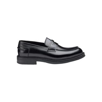 Doucal's Homme, Chaussures, Noir, Taille: 40 EU Mocassin en cuir noir &agrave; semelle en caoutchouc