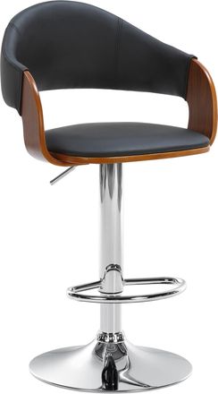 Clp Barhocker Nilse I Kunstleder-Bezug I Höhenverstellbar, Farbe:walnuss/schwarz, Gestell Farbe:Chrom