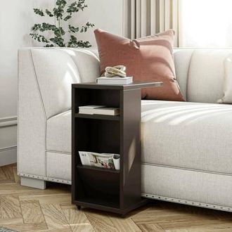 Dmora Wohnzimmertisch Belel, Niedriger Wohnzimmertisch, Kaffeeregal, Couchtisch für Sofa, 30x40h63 cm, Anthrazit