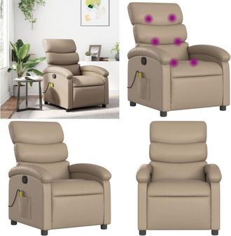 vidaXL Massagesessel Cappuccino-Braun Kunstleder - Massage Sessel - Relaxsessel - TV-Sessel - Bequeme Lounge Sessel - Lederlook Sessel - Home & Living