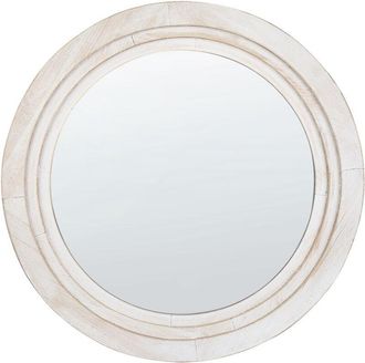 Beliani Beliani - Miroir Mural Blanc Cassé en Métal 60 cm Pièce dAccent Glamour Ronde Delicias