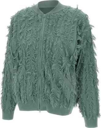 KANGRA Femme, Pulls, Vert, Taille: 36 FR Frayed Bomber Jacket