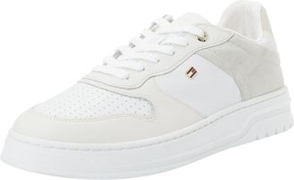 Tommy Hilfiger Damen Th Sporty Cupsole Tumbled Ltr Fw0Fw09024 Low Top, White (White/Light Grey), 40 EU