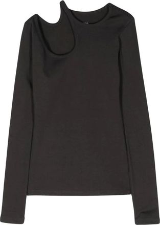 Low Classic LOW Classic, Femme, Tops, Gris, Taille: 40 FR Haut &agrave; Manches Longues Asym&eacute;trique avec D&eacute;coupe