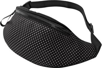 Generic Imprim&eacute; &Agrave; Pois Noirs Sac De Voyage L&eacute;ger Sac &Agrave; Bandouli&egrave;re R&eacute;glable Fanny Pack Pour Shopping Voyages Course &Agrave; Pied 14X35Cm