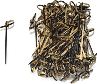 BambooMN Premium dekorative Bambus Cocktails Hors Doeuvres Obst Sandwich Spieße Picks für Catered Events, Urlaub, 200 Stück 3.5 Inch 8.9 cm (3.5 Zoll) Knoten, 