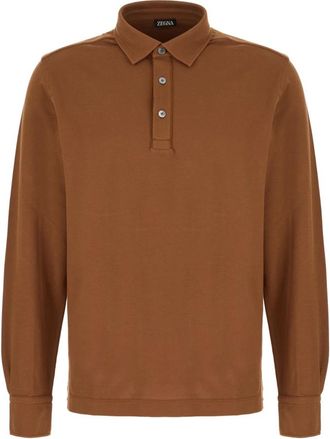 Ermenegildo Zegna Homme, Tops, Brun, Taille: 2XL Polo en Piqu&eacute;
