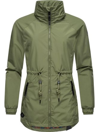 Ragwear leichte Damen Übergangsjacke kurz Outdoorjacke wasserdicht und atmungsaktiv mit Taillenzugband und Stehkragen Tacy YOUMODO Olive Gr. M