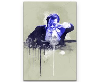 Paul Sinus Art Pulp Fiction John Travolta 90x60cm Splash Art Wandbild auf Leinwand blau