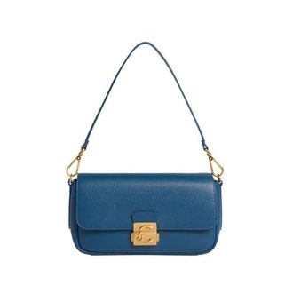 Coccinelle Cuir sac &agrave; &eacute;paule bandouli&egrave;re sac &agrave; main C-Me Handbag Grained Leather Deep Blue bleu