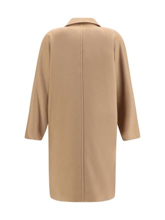 Max Mara Womens Double Breasted Wool Drap Coat Cammello Fleece Ovis Aries