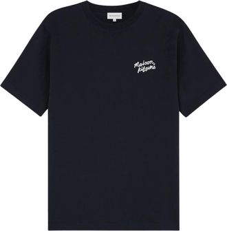 Maison Kitsun&eacute; Homme, Tops, Noir, Taille: XL T-shirt en Coton avec Logo