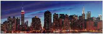 Mendler Toile de d&eacute;coration murale LED tableau illumin&eacute; avec minuterie 120x40cm, motif New York
