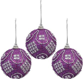 Heallily 3 St&uuml;ck Weihnachtskugeln Ornamente Weihnachtsbaum h&auml;ngende Kugeln Anh&auml;nger Kugeln f&uuml;r Weihnachtsbaumschmuck Kollektion lila 8 cm