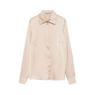 D.exterior Classic Collar Satin Shirt - - Blouses & Shirts - Damen - Beige - XL