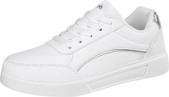 Generico MODSGUE Chaussures de sport blanches pour femme - Chaussures de sport - Semelle intérieure surélevée - Chaussures plus grandes - Chaussures de loisirs