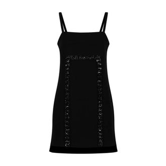 Max Mara Mini-robe noire en cristal avec broderie de pierres - Femme - Robes - Noir - Taille: 34 FR