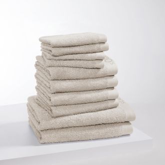 s.Oliver 10 TLG Handtuch Set - 100% Baumwolle, 600 g/m², weich & angenehm, 4X Gästehandtücher + 4X Handtücher + 2X Duschtücher beige