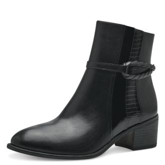 Marco Tozzi Damen Stiefeletten mit Absatz aus Kunstleder Blockabsatz, Schwarz (Black Comb), 41