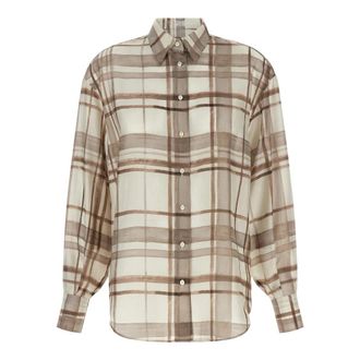 Brunello Cucinelli Gekariertes Seidenhemd - - Blouses & Shirts - Damen - Beige - L