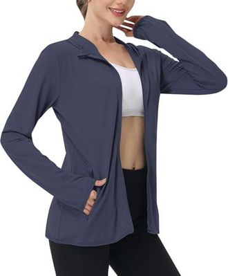 Generic Sweat &agrave; capuche avec protection solaire UPF 50+ pour femme, manches longues, fermeture &eacute;clair int&eacute;grale, l&eacute;g&egrave;re et respirante, s&eacute;chage rapide, pour ra
