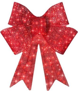 Generico Couronne de porte de No&euml;l - 60 cm - D&eacute;coration rouge lumineuse - Couronne de d&eacute;corations de No&euml;l - Couronne pour festival dhiver, Nouvel An, table, ch