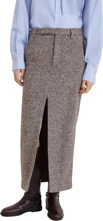 Brunello Cucinelli Virgin Wool & Silk Blend Pencil Skirt - Brown