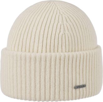 Stetson Classic Uni Wollm&uuml;tze Damen Herren Made in Italy 100% Wolle Gestrickt Beanie Herbst Winter cremewei&szlig; One Size