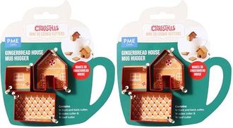 PME Weihnachts-Keksausstecher Set von 3, Mini Lebkuchenhaus, Tassenw&auml;rmer, Rot (Packung mit 2)