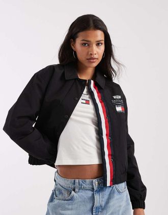Tommy Hilfiger x Cadillac - Cropped-Jacke in Schwarz mit F1-Logo