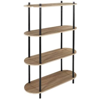 Altobuy ENTAS - Etag&egrave;re 4 Tablettes Ovales Aspect Bois Pieds Noirs