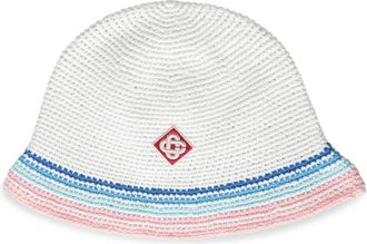 Casablanca Femme, Accessoires, Blanc, Taille: ONE Size Chapeau &Eacute;l&eacute;gant avec Logo au Crochet