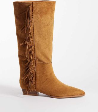 Asos Cressida - Bottes montantes plates &agrave; enfiler &agrave; franges - Fauve-Brown