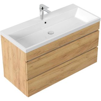 Magnolia Home Badm&ouml;bel Via 100 SoftClose eiche gold mit grifflosen Schubladen
