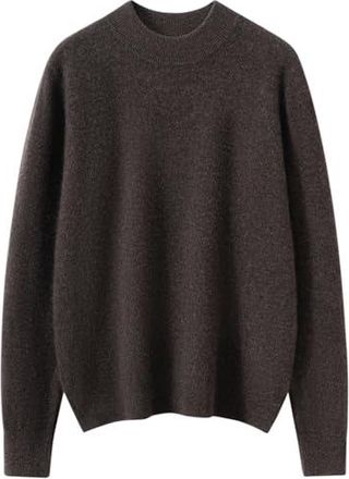 Dissa Pull Cachemire Femme Col Rond Uni Tricot&eacute; en Vrac Manches Longues Fin Pull en Cachemire et Laine,Marron fonc&eacute;,EU 42,MS528