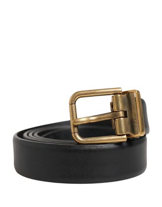 Dolce & Gabbana Men Black Classic Leather Metal Buckle Belt Calf