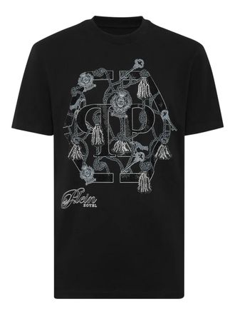 Philipp Plein t-shirt à logo strassé - Noir