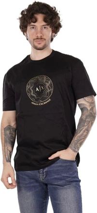A|X Armani Exchange Homme, Tops, Noir, Taille: L T-shirt Coupe Standard avec Effet Logo Flout&eacute;