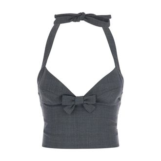 Shushu/Tong Halter Neckholder Top mit Schleife - - Tops - Damen - Grau - M