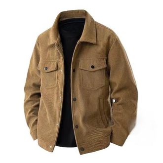 Generic Veste vintage en velours c&ocirc;tel&eacute; avec doublure en polaire pour homme - Jean chaud dhiver - Coupe ajust&eacute;e - Style camionneur cowboy, caf&eacute;, 3XL