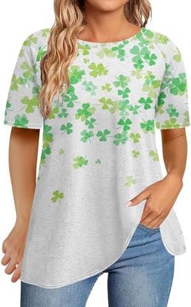 Generic T-shirts irlandais pour femme - T-shirt &agrave; manches courtes et col rond - Imprim&eacute; graphique irlandais amusant - Coupe ample - Style d&eacute;contract&eacute; - Cadeau