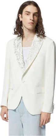 John Richmond Homme, Vestes, Blanc, Taille: 3XL Blazer &agrave; revers brod&eacute;