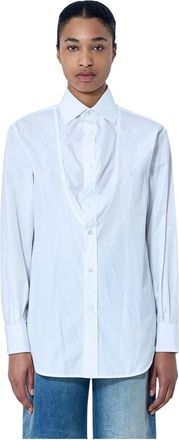 Maison Margiela Femme, Blouses et Chemises, Blanc, Taille: 36 FR Chemise &agrave; Col en V Pli&eacute;