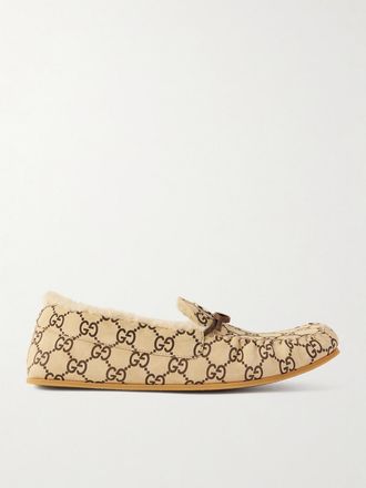 Gucci Loafers Aus Bedrucktem Shearling Mit Schleife - Neutral