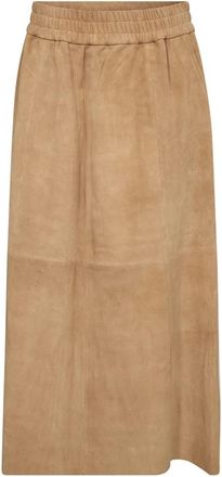Mos Mosh MOS Mosh, Femme, Jupes, Beige, Taille: 42 FR Leather Skirt