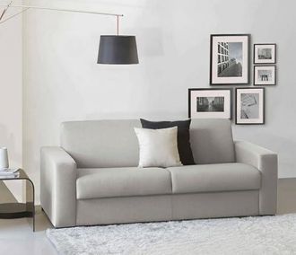 Dmora Talamo Italia - Canap&eacute; fixe 2 places Selene, Canap&eacute; de salon en tissu rembourr&eacute;, Accoudoirs fins, 100% Made in Italy, 160x95h90 cm, Gris