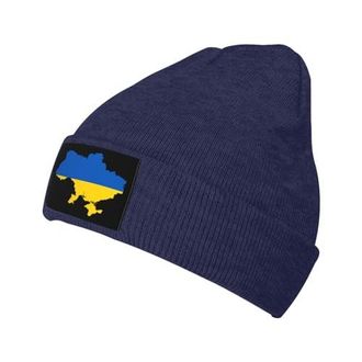 Generic Slouch Bonnet dhiver Tricot&eacute;, Carte du Drapeau de lUkraine, Doux Casquette Tricot&eacute;, Bonnet Hiver Chaud Tricot pour Sports, Cyclisme, Femme
