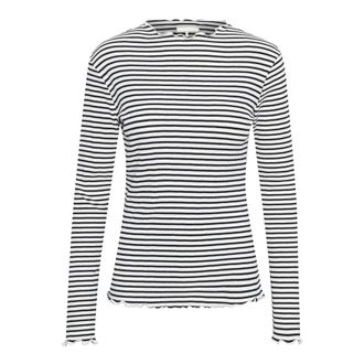 Karen by Simonsen Gestreiftes Langarm-Top Egret/Night Sky - - Tops - Damen - Mehrfarbig - XS