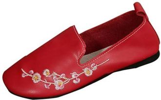 Generic Chaussures plates pour femme - Coupe large - Confortables - Bout rond - Brod&eacute;es - Tendance - L&eacute;g&egrave;res - &Agrave; enfiler - Chaussures de marche en plein air, 